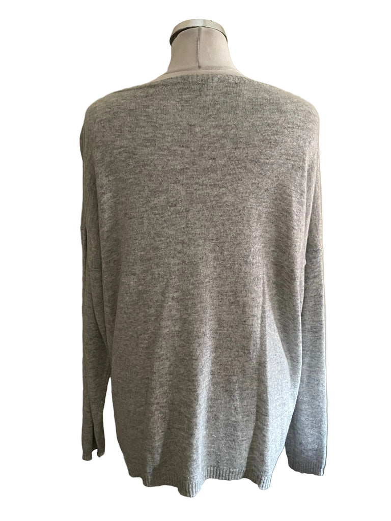 LUELLA MERINO WOOL & CASHMERE GREY & BLACK STAR FRONT JUMPER ONE SIZE ...