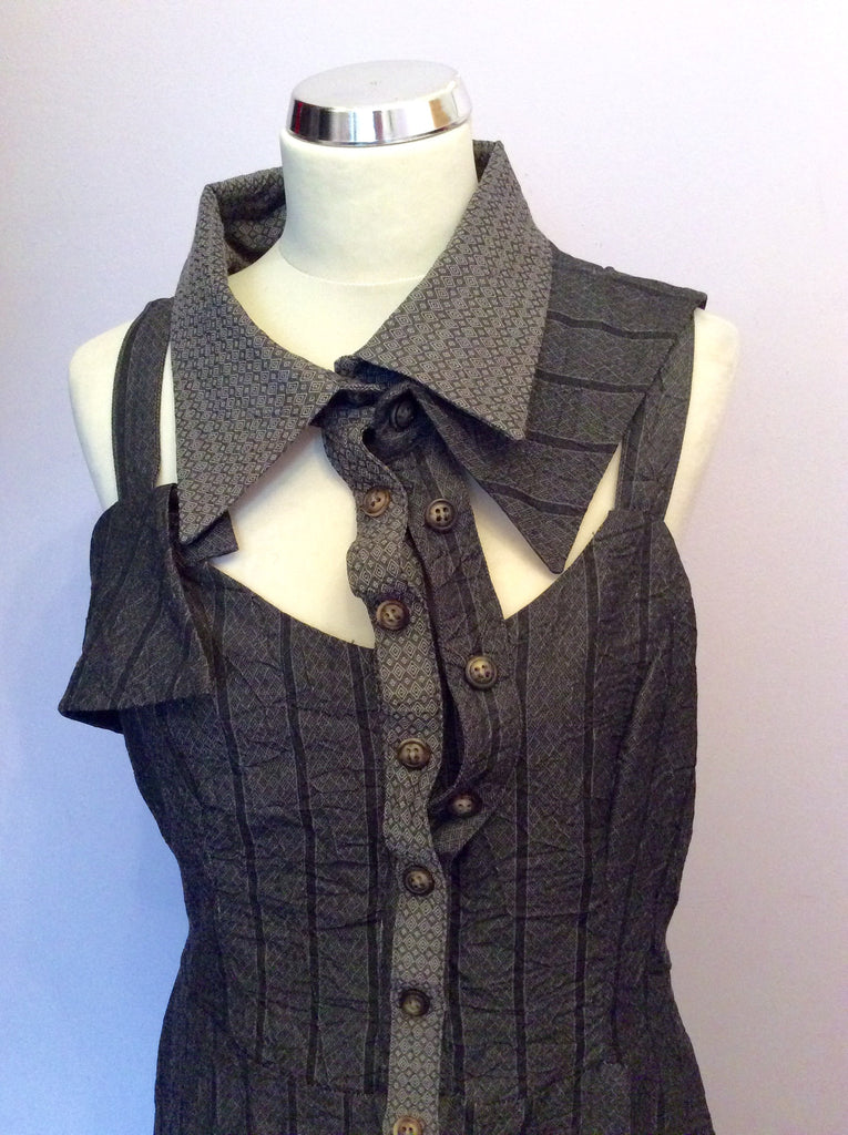 Casch By Gro Abrahamsson Quirky Grey / Brown Print Dress Size 42 UK 12 ...