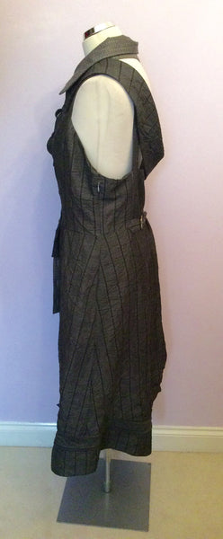 Casch By Gro Abrahamsson Quirky Grey / Brown Print Dress Size 42 UK 12 ...