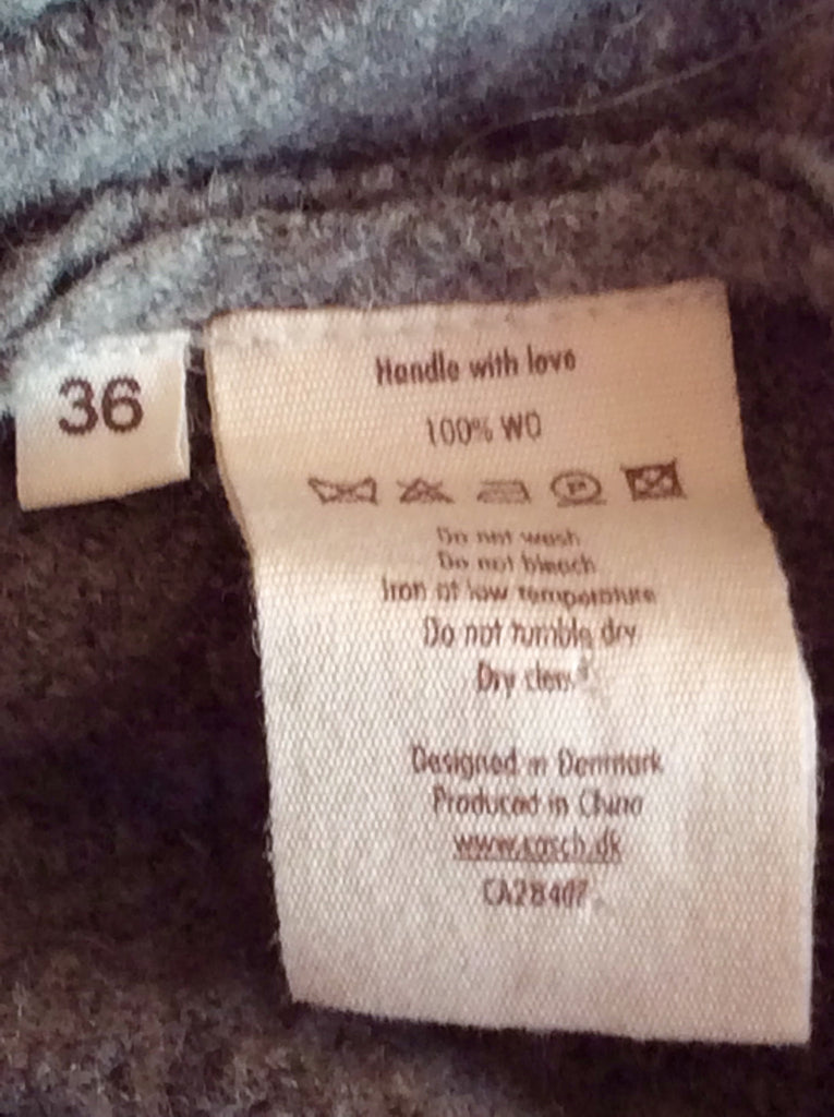 Casch By Gro Abrahamsson Sage Green & Beige Trim Long Wool Cardigan Si ...